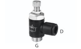 Combi-flow exhaust air control valve with swivel push-in fitting and ...