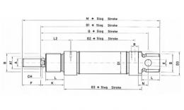 Round cylinder, single-acting, ISO 6432 || Pneuparts