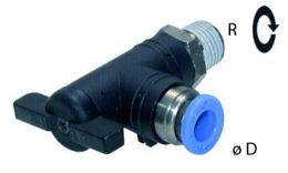 Elbow Ball valve, with male thread and push-in fitting, Standard ...